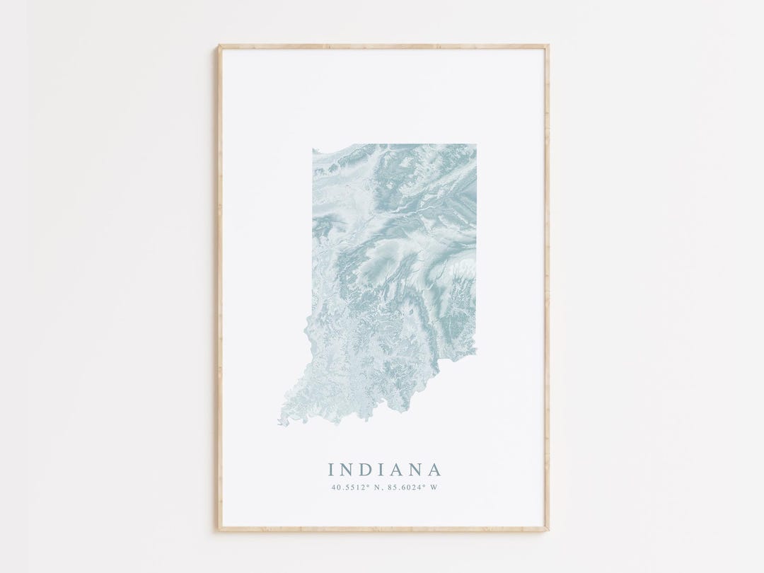 Indiana State Map Print, Indiana Poster, Map of Indiana, Indiana Gift ...