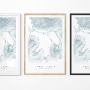 Lake Huron Map Print, Map of Lake Huron, Great Lakes Map, Lake House ...