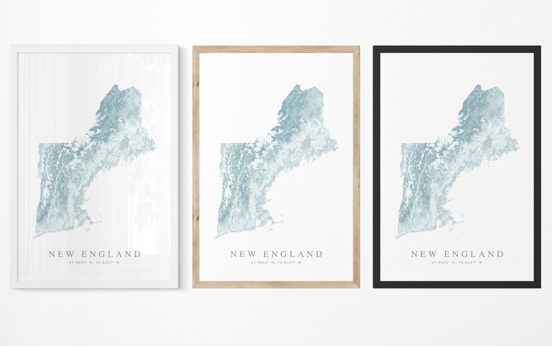 New England Map Print, Map of New England, New England Gift, New ...