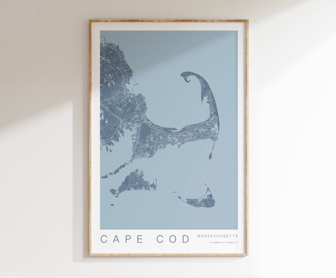 Cape Cod Map Print, Cape Cod Poster, Nantucket Map Print, Martha's ...