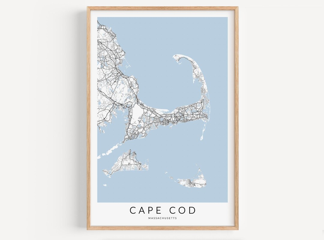 Cape Cod Map Print, Massachusetts Map Print, Cape Cod Massachusetts ...