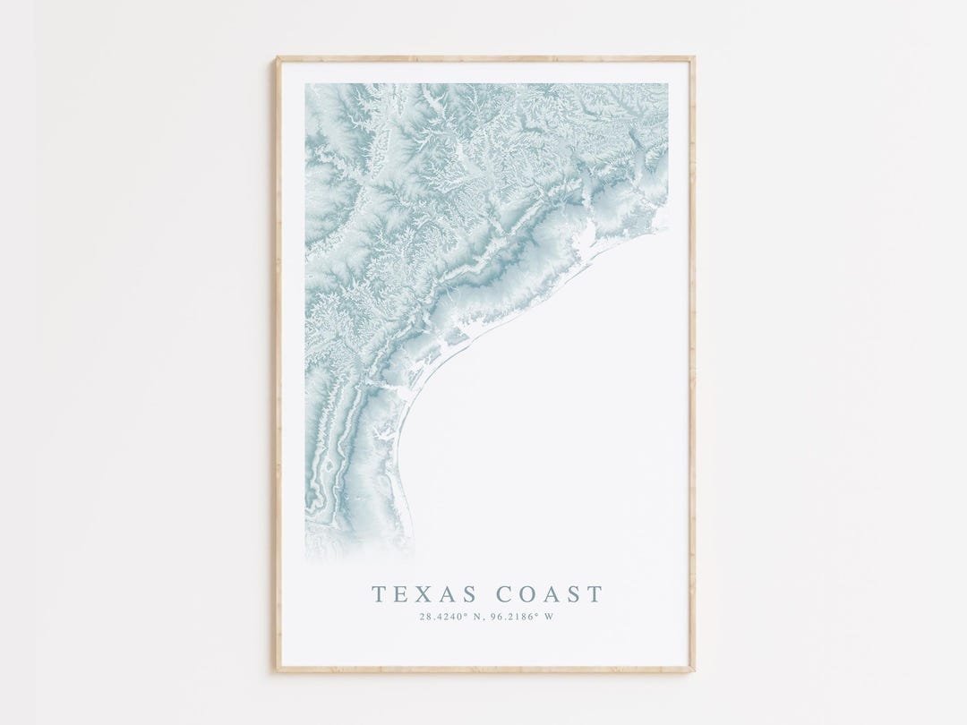 Texas Coast Map Print, Galveston Texas Poster, Texas Coast, Corpus ...