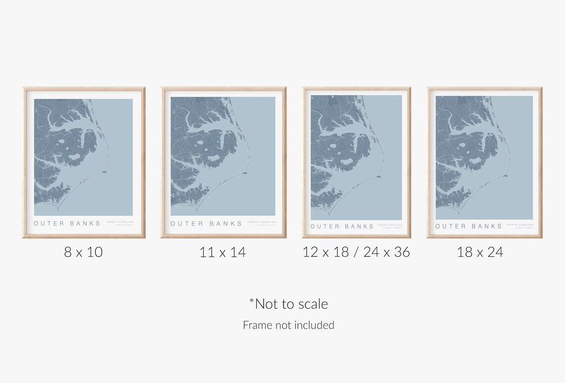 Outer Banks Map Poster Outer Banks Print North Carolina Map - Etsy