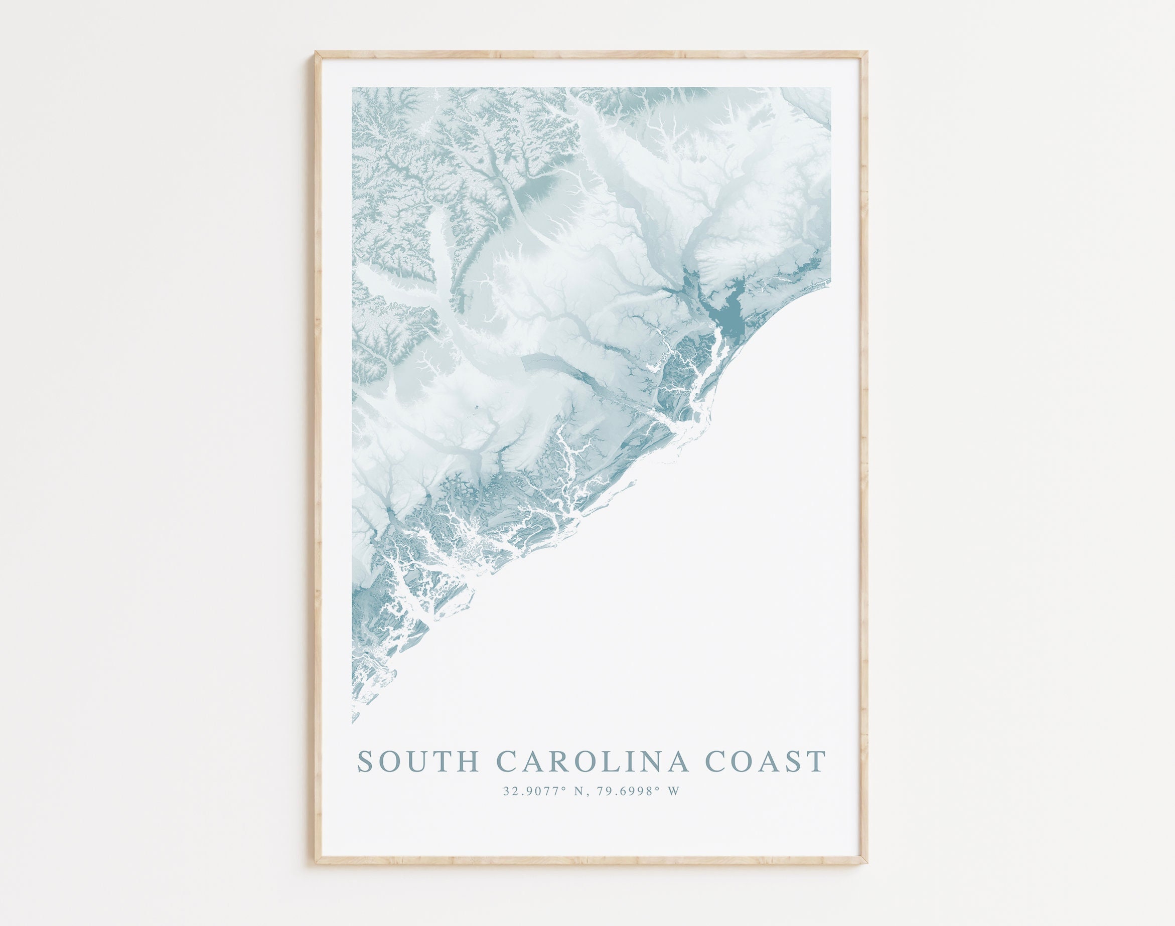 South Carolina Coast Map Print, Charleston Map Art, Hilton Head Island ...