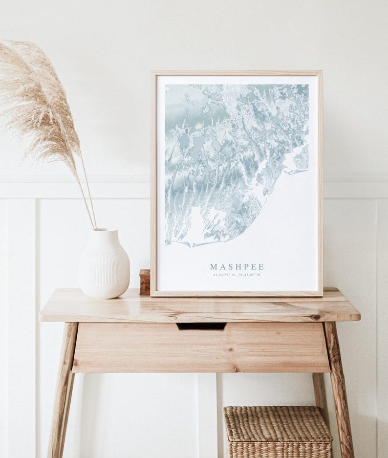 Mashpee Map Print, Cape Cod Map Poster, Mashpee Gift, Massachusetts Map ...