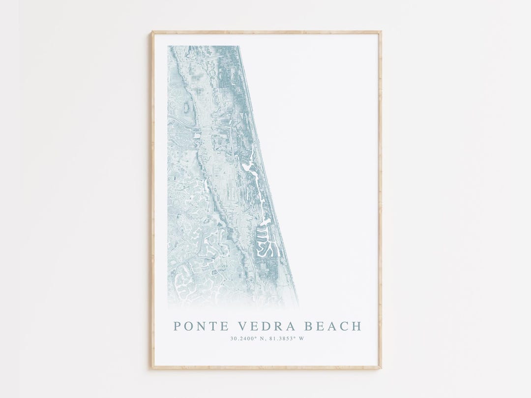 Ponte Vedra Beach Map Print, Map of Ponte Vedra Florida, Florida Beach ...