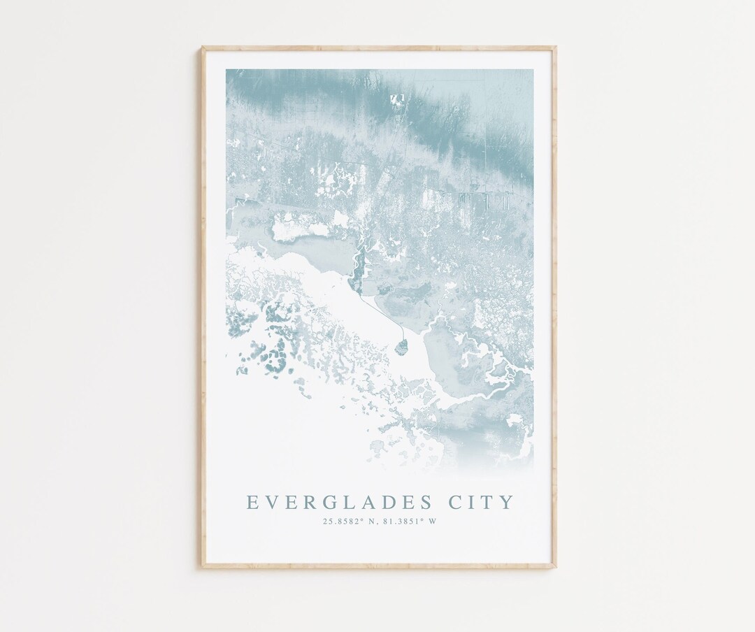 Everglades City Florida Map Print, Everglades Map Art, Everglades ...