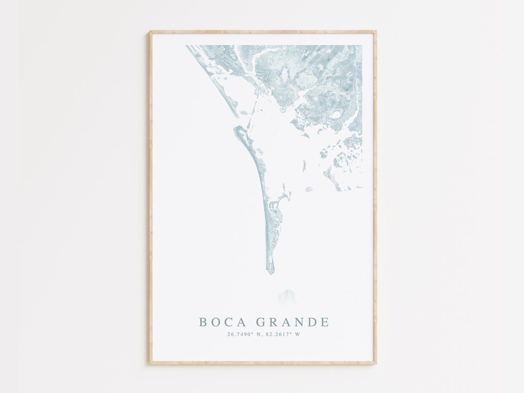 Boca Grande Map Print, Map of Boca Grande Florida, Florida Beach Home ...