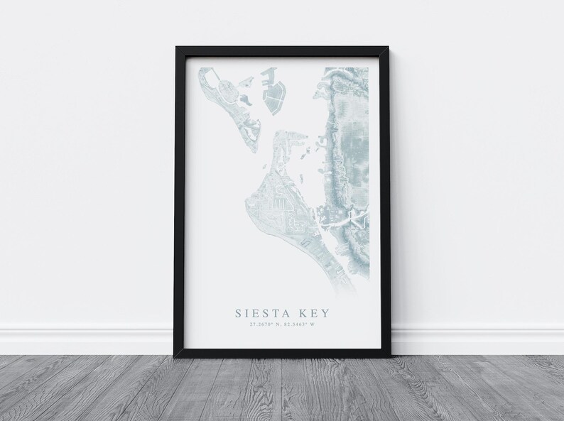 Siesta Key Florida Map Print, Map of Siesta Key Florida, Florida Beach ...