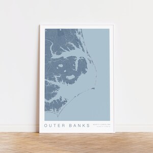 Outer Banks Map Poster, Outer Banks Print, North Carolina Map, Outer ...