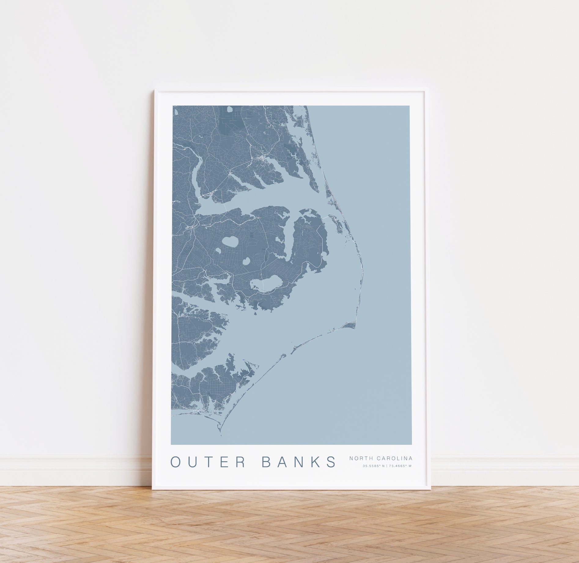 Outer Banks Map Poster Outer Banks Print North Carolina Map - Etsy
