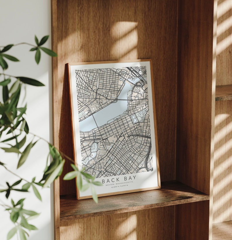 Back Bay Map Print, Back Bay Art, Boston Map Poster, Boston Poster, Back Bay Boston Map ...