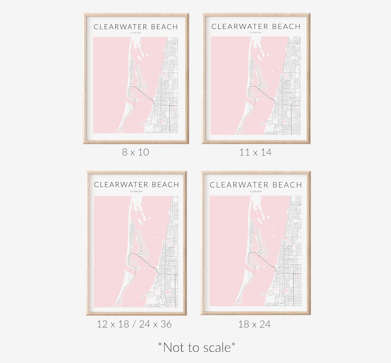 Clearwater Beach Map Print, Clearwater Map Print, Clearwater Beach ...
