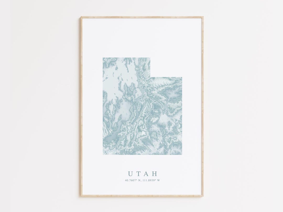 Utah State Map Print, Utah Poster, Map of Utah, Utah Gift, Salt Lake ...