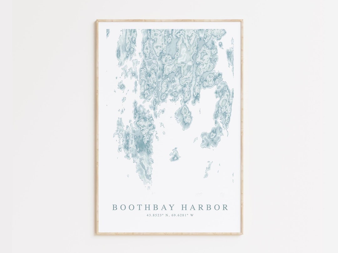 Boothbay Harbor Maine Map Print, Map of Boothbay Maine, Maine Beach ...