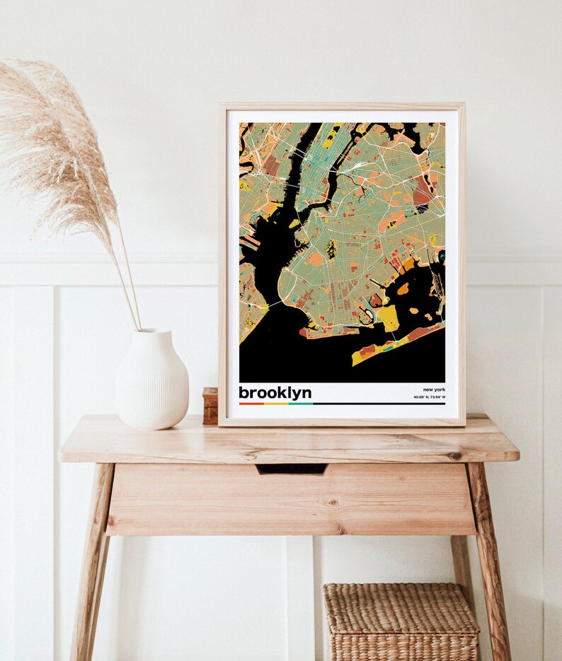 Brooklyn Map Print, Brooklyn New York Art, Brooklyn NY Print, Map of ...