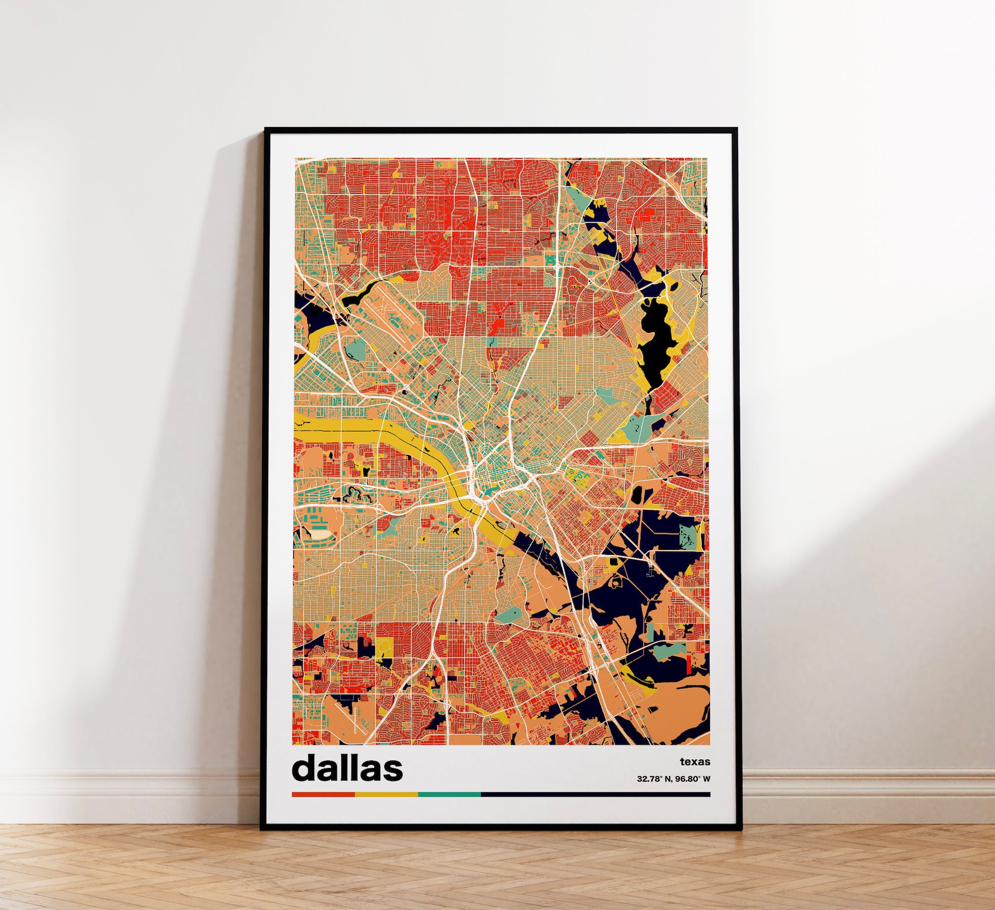 Dallas Map Print, Retro Dallas Poster, Retro Wall Decor, Dallas Texas ...