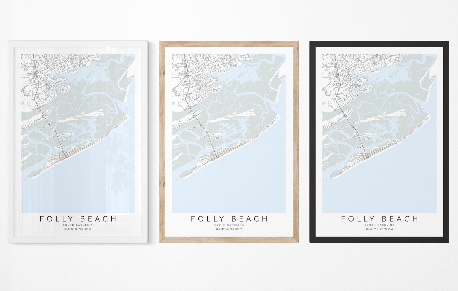 Folly Beach South Carolina Map Print, Map of Folly Beach, Charleston ...