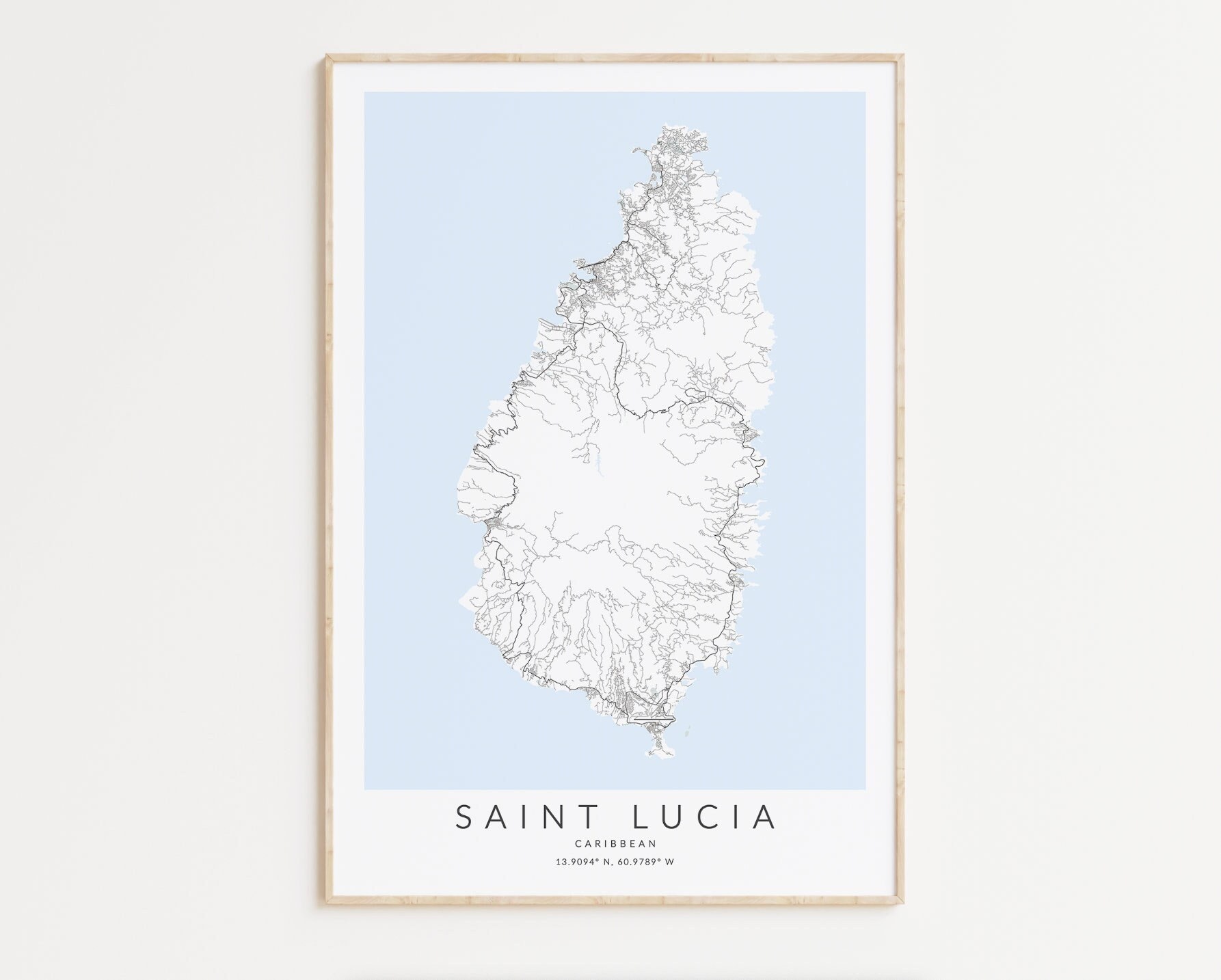 Saint Lucia Map Print, St Lucia Art, Saint Lucia Decor, Saint Lucia ...