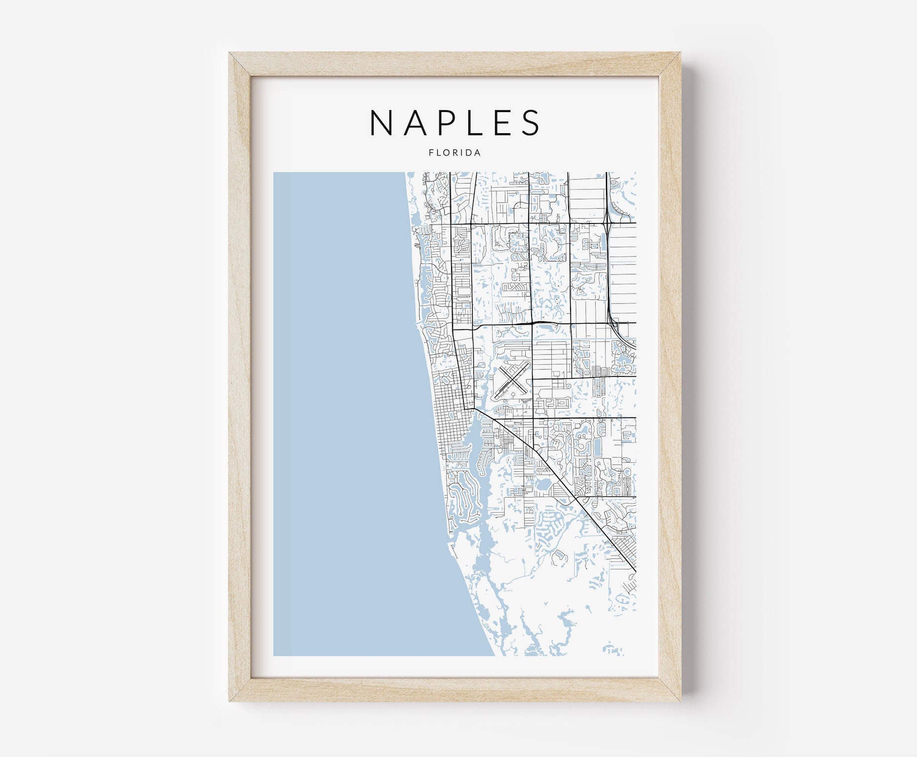 Naples Florida Map Print, Naples Wall Art, Naples Poster, Naples ...