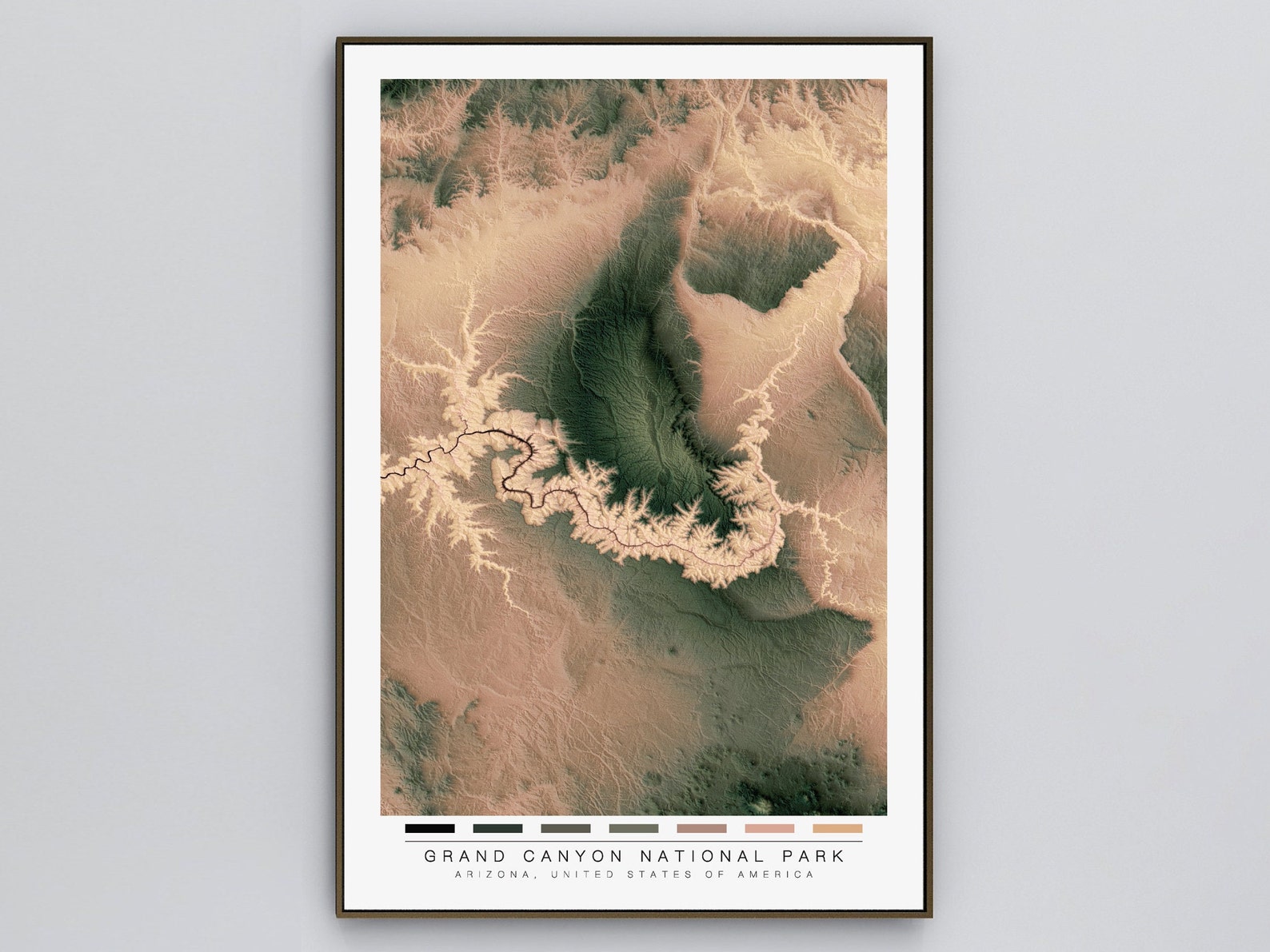Grand Canyon Map Print Grand Canyon Topographic Map Satellite Imagery ...