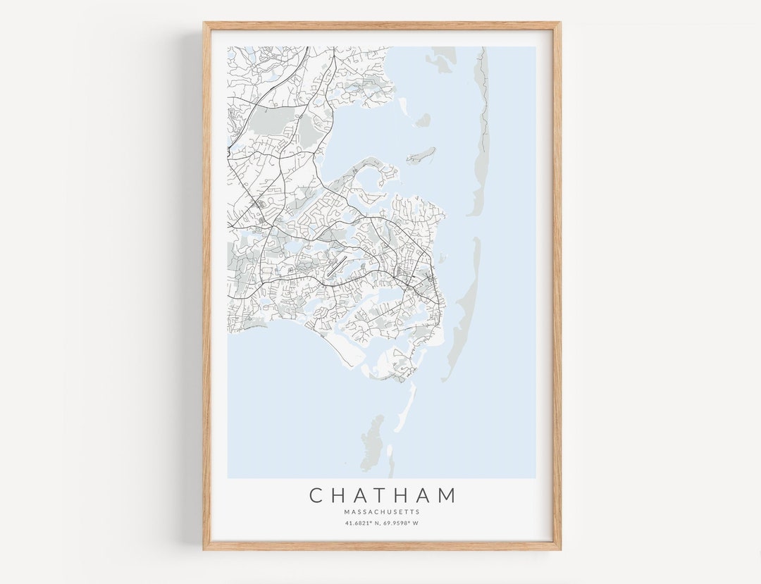 Chatham Massachusetts Map Print, Cape Cod Map Print, Massachusetts ...