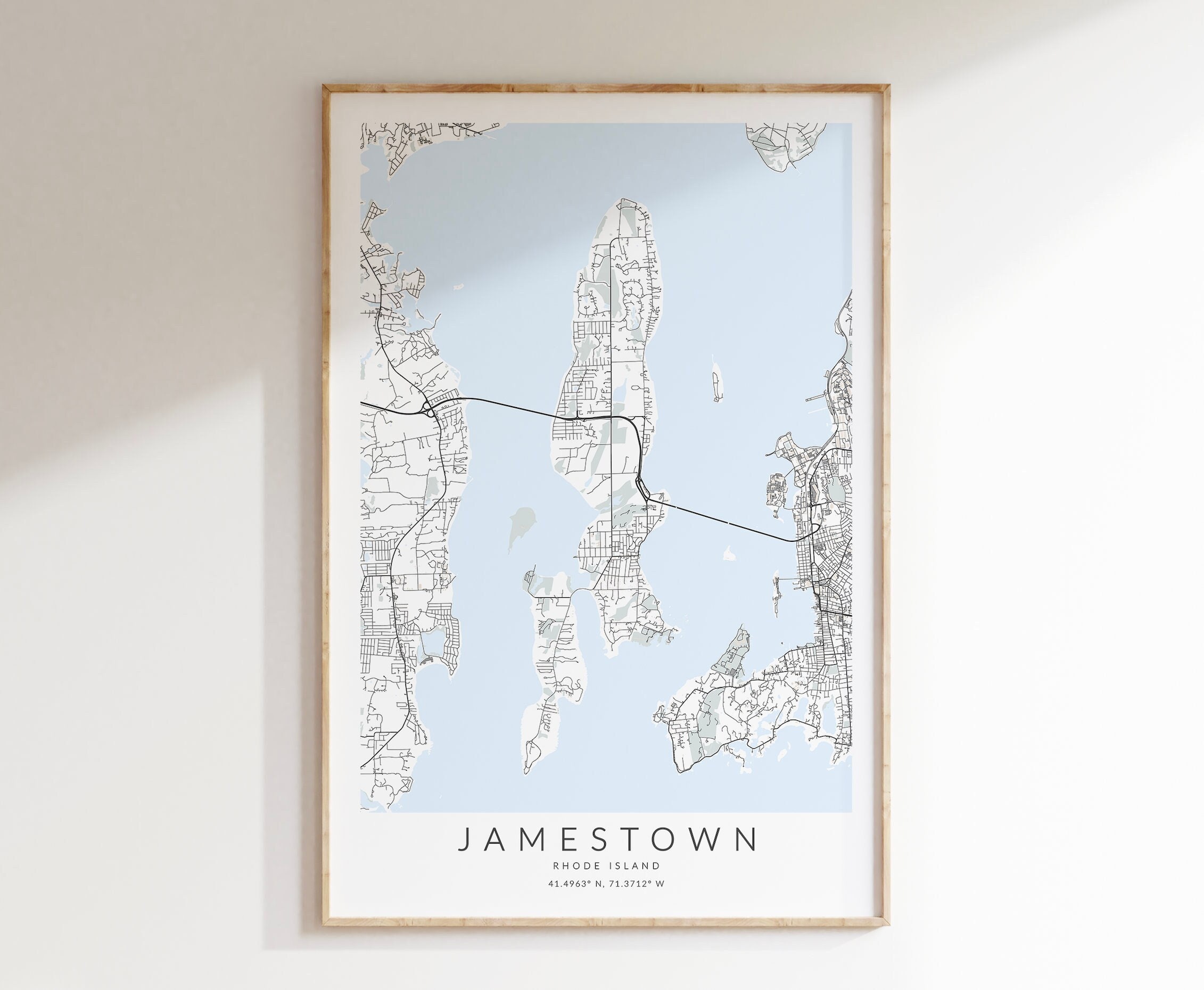 Jamestown Rhode Island Map Print, Jamestown RI Poster, Rhode Island ...
