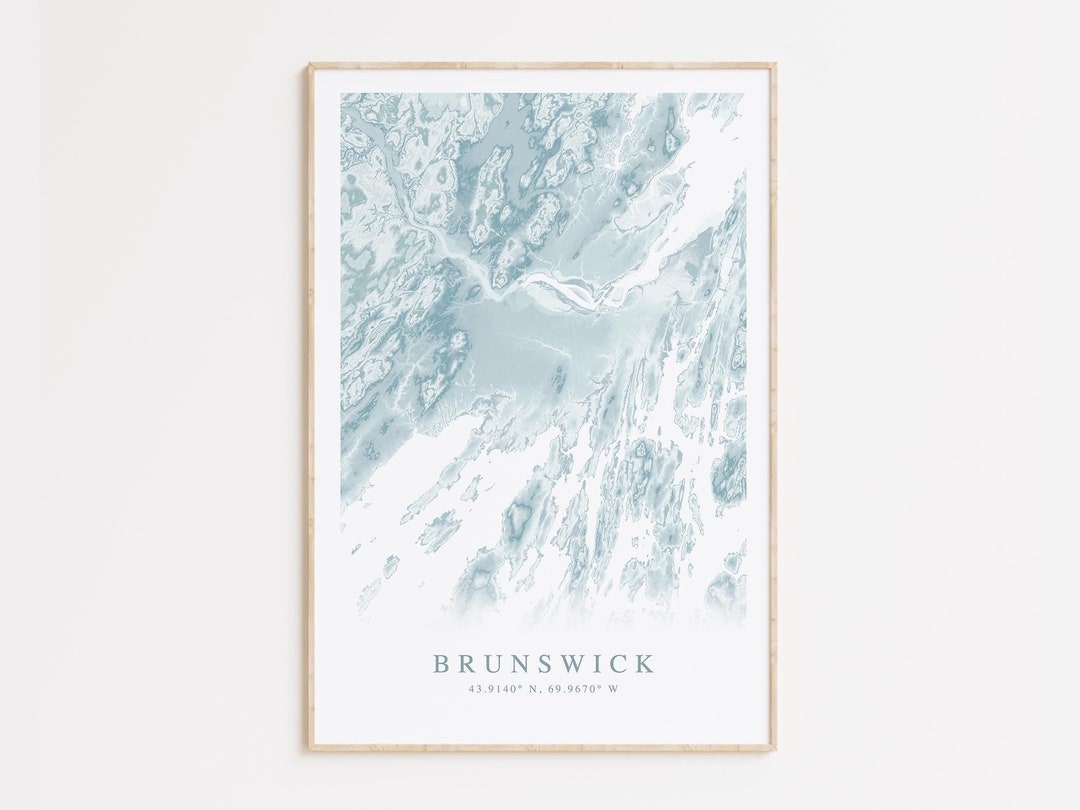 Brunswick Maine Map Print, Map of Brunswick Maine, Maine Beach Home ...