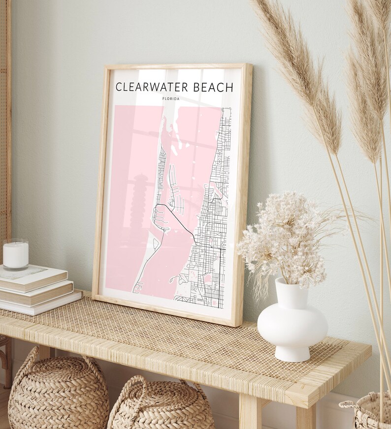 Clearwater Beach Map Print, Clearwater Map Print, Clearwater Beach ...