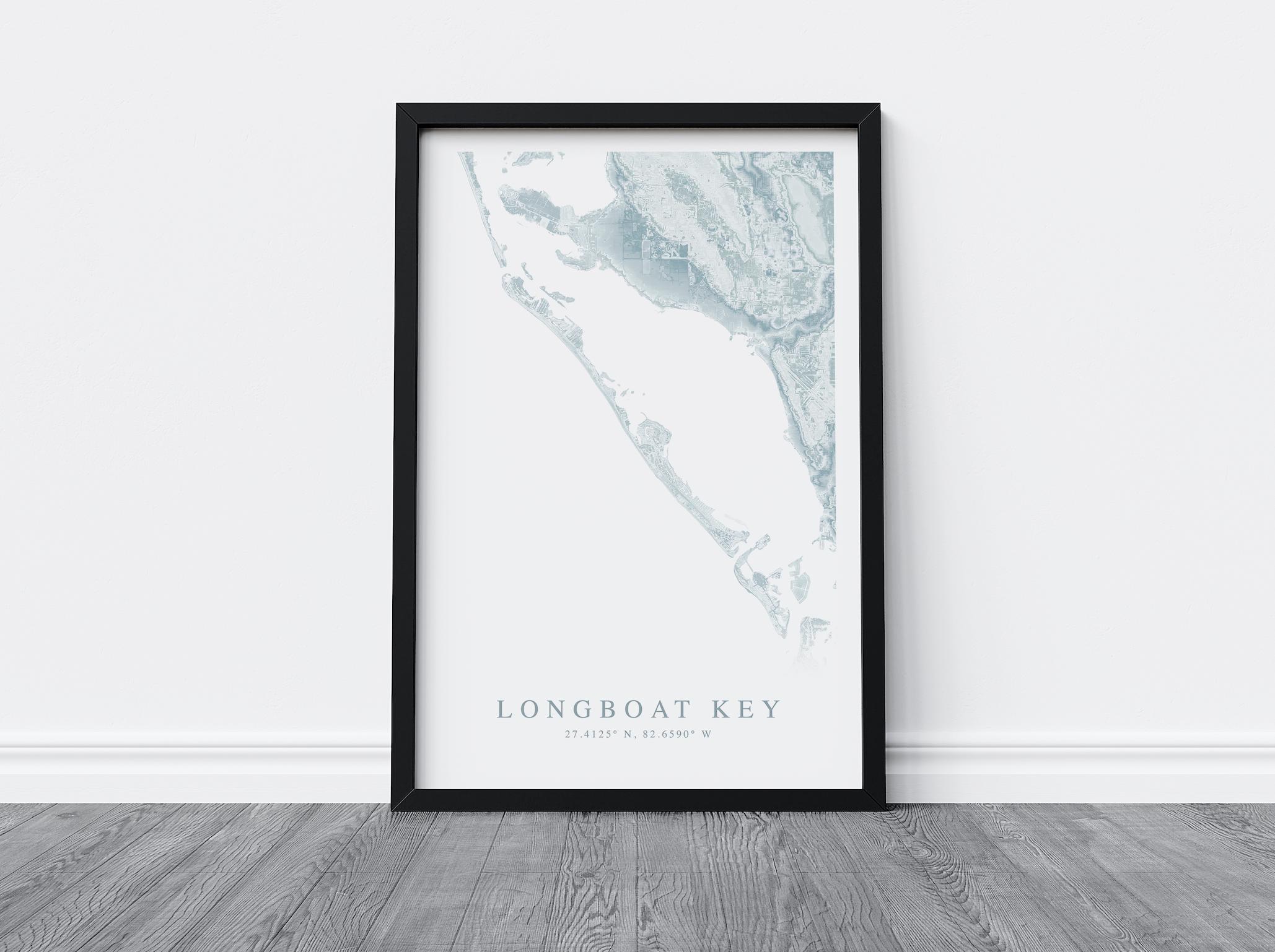 Longboat Key Map Print, Map of Longboat Key Florida, Florida Beach Home ...