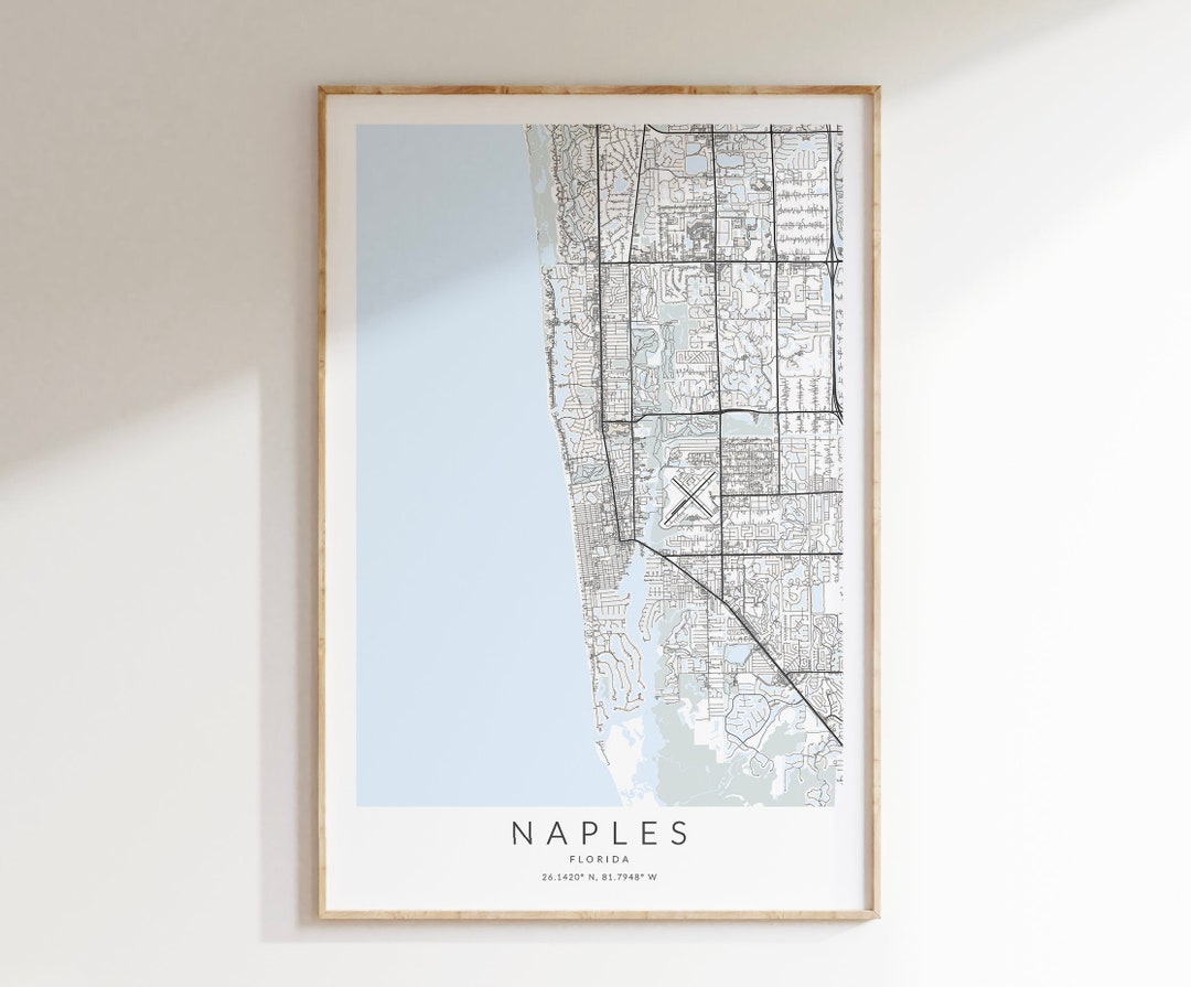 Naples Florida Map Print, Naples Florida Poster, Florida Map Print ...