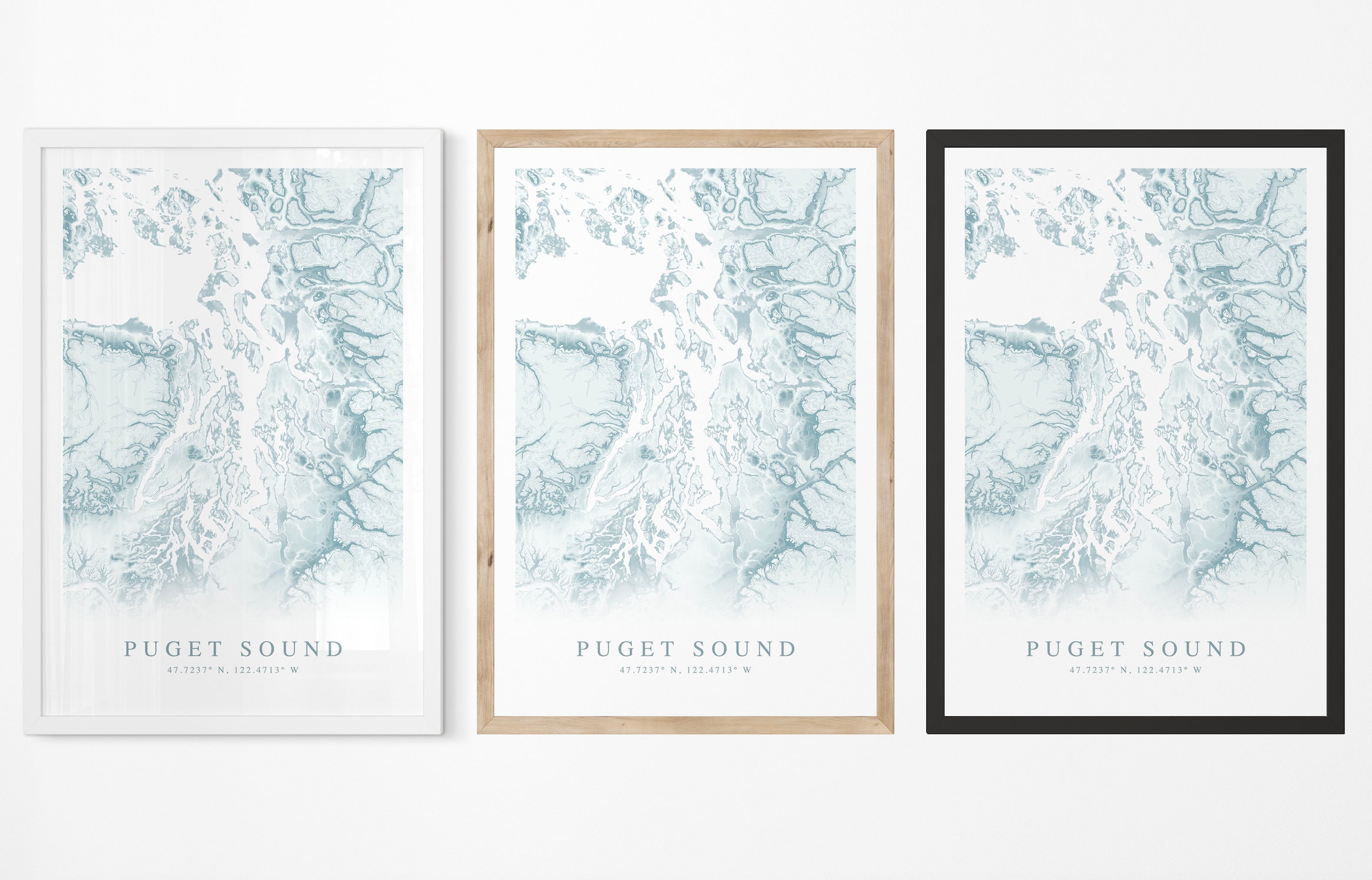 Puget Sound Map Print, Map of Puget Sound, Puget Sound Gift, Washington ...