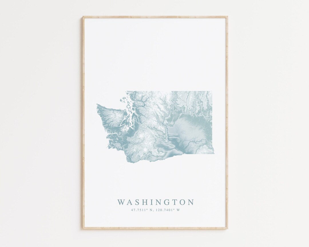 Washington State Map Print, Map of Washington, Washington Gift, Map of ...