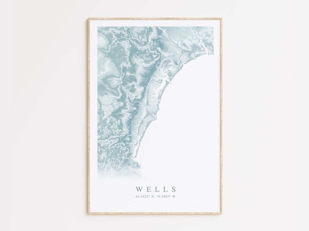 Wells Maine Map Print, Map of Wells Maine, Maine Beach Home Gift, Maine ...