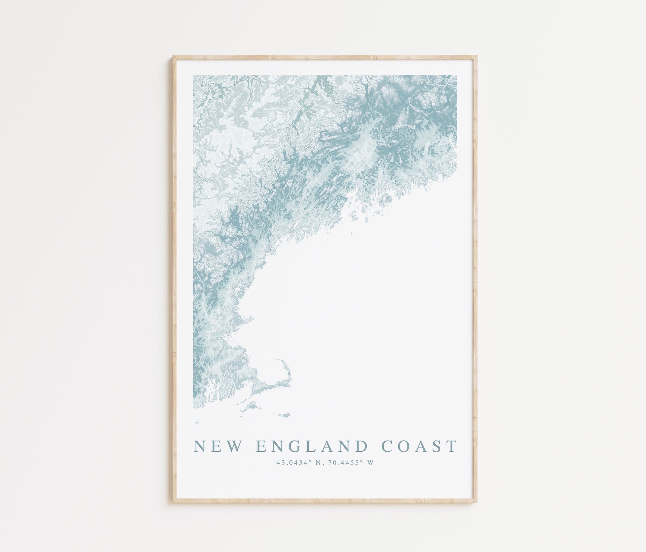 New England Coast Map Print, New England Poster, Cape Cod Map Print ...