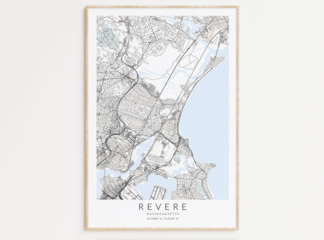 Revere Map Print, Boston Poster, Boston Map Print, Boston Gift, Boston ...