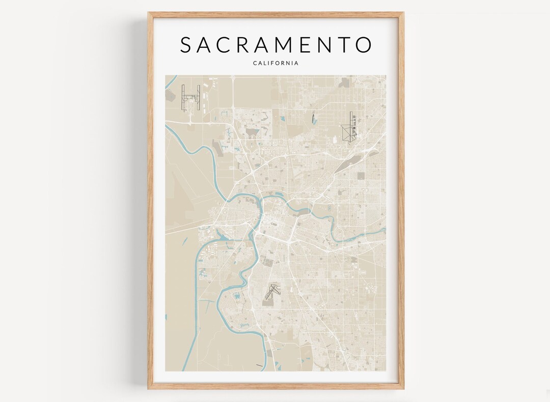 Sacramento Map Print, Map of Sacramento, California Wall Art ...