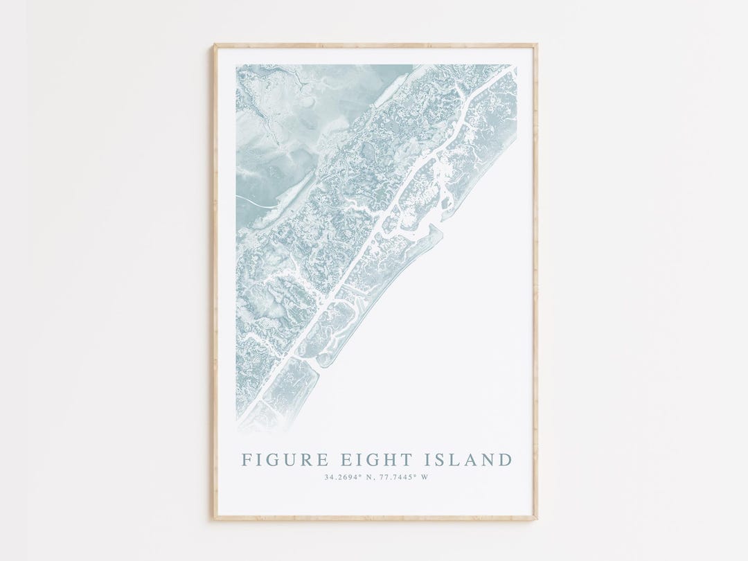 Figure Eight Island North Carolina Map Print, Map of Figure Eight ...