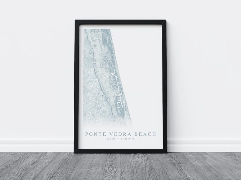Ponte Vedra Beach Map Print, Map of Ponte Vedra Florida, Florida Beach ...