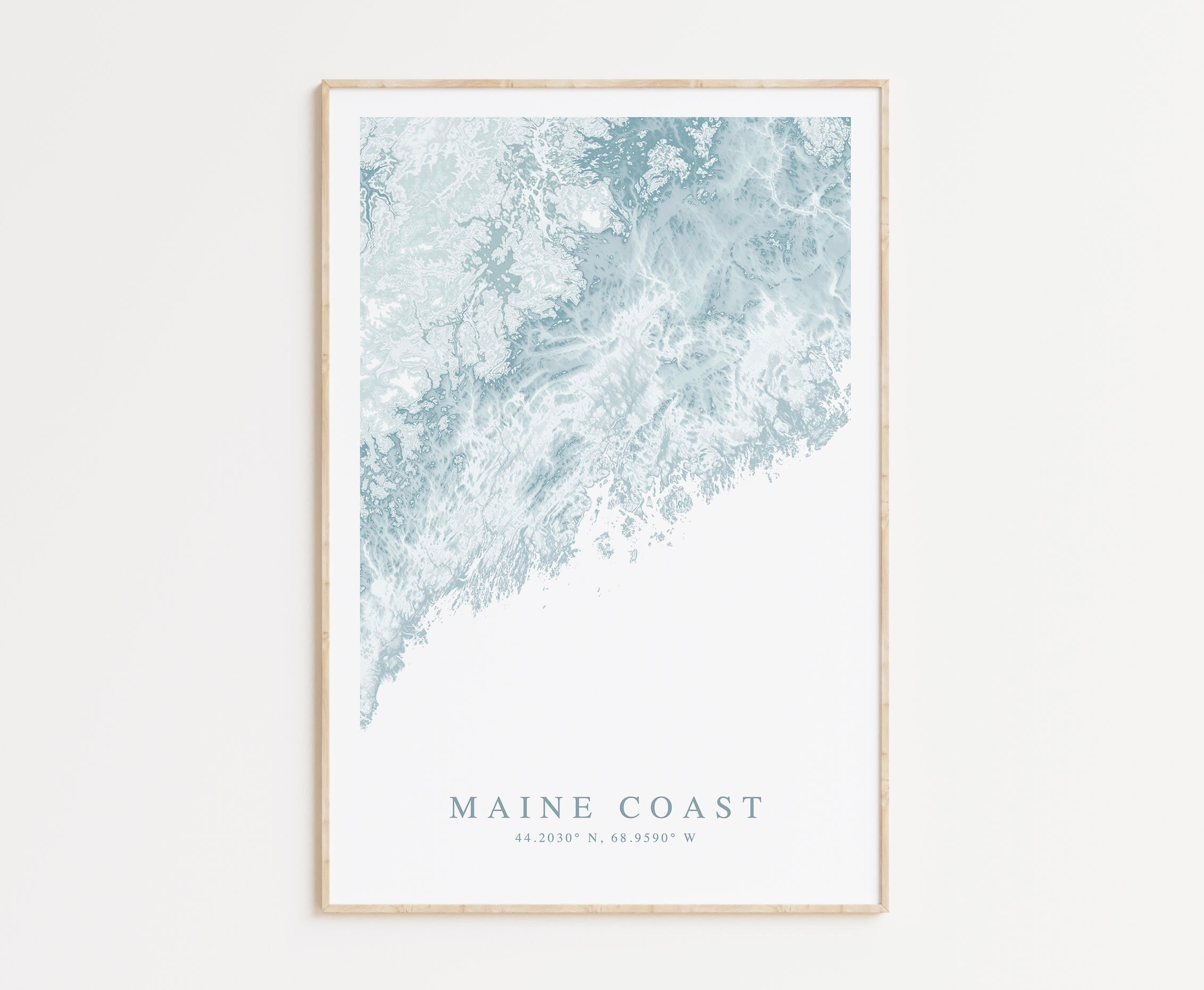 Maine Coast Map Print, Coast of Maine Poster, Maine Map Print, Maine ...