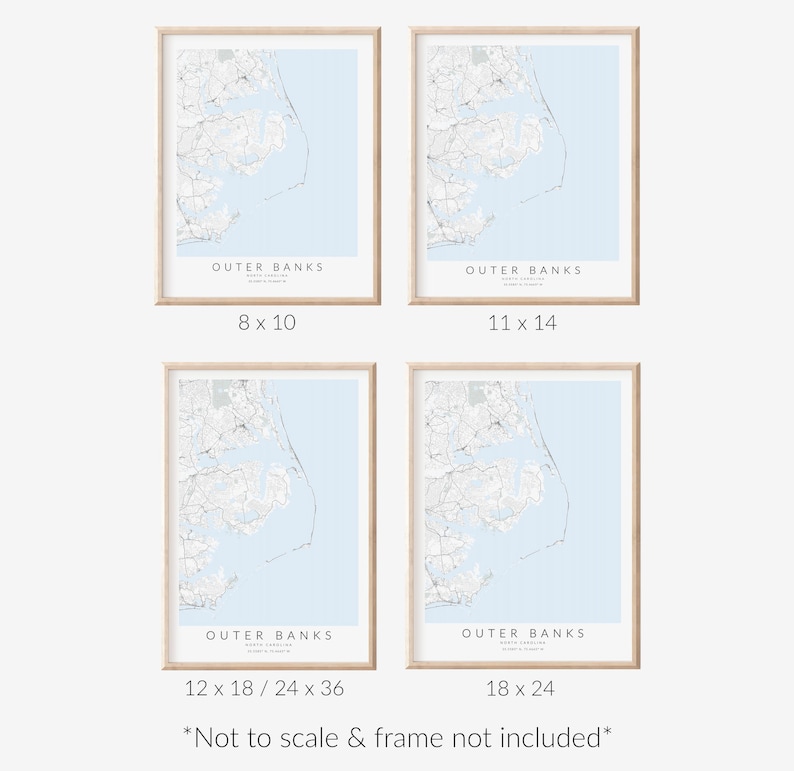 Outer Banks Map Print Outer Banks Poster North Carolina Wall - Etsy