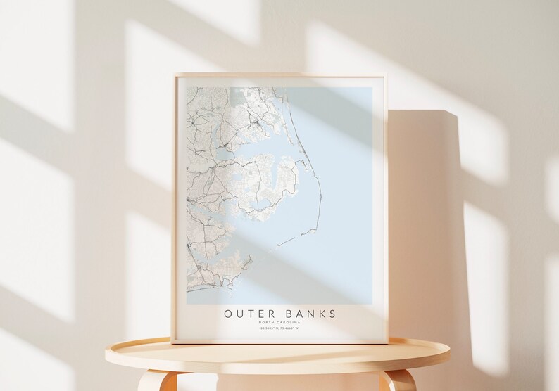 Outer Banks Map Print Outer Banks Poster North Carolina Wall - Etsy