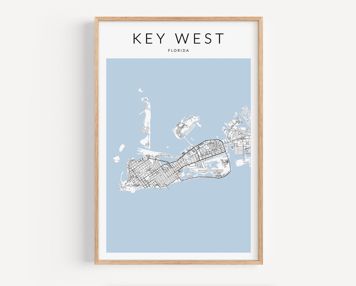 Key West Map Print, Florida Map Print, Key West Florida Poster, Key West Decor, the Florida Keys ...