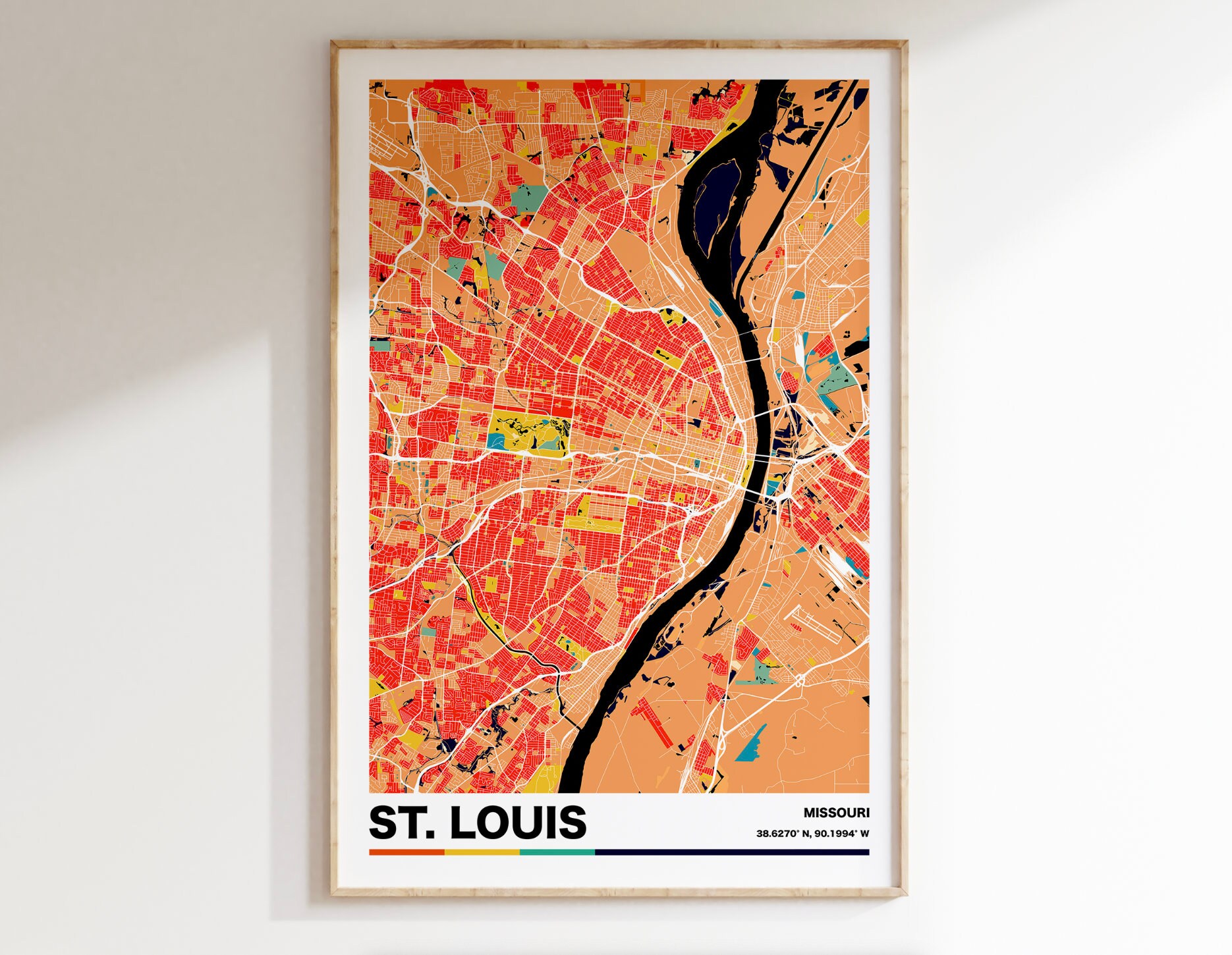 St. Louis Map Print, St. Louis Missouri Poster, Retro Wall Decor, St ...
