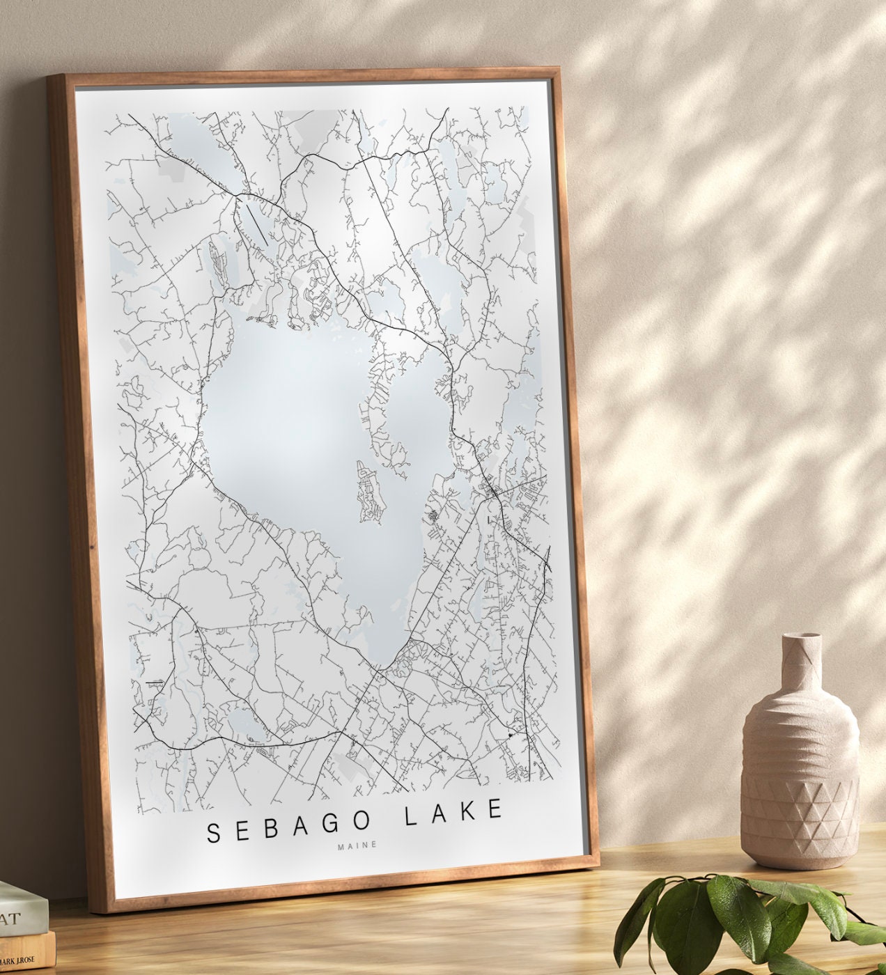 Sebago Lake Map Print, Sebago Lake Maine Poster, Lake House Decor ...