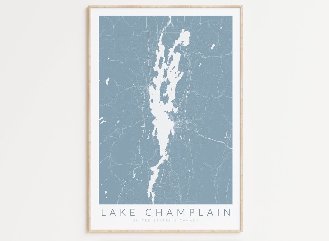 Lake Champlain Map Print, Vermont Poster, Minimalist Map, Lake ...