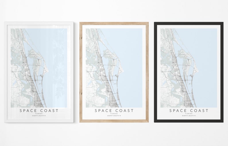 Space Coast Florida Map Print, Map of Space Coast, Cape Canaveral ...