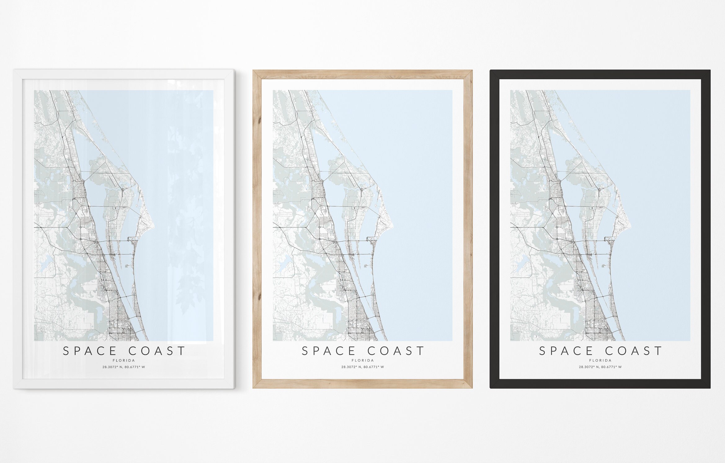 Space Coast Florida Map Print, Map of Space Coast, Cape Canaveral ...