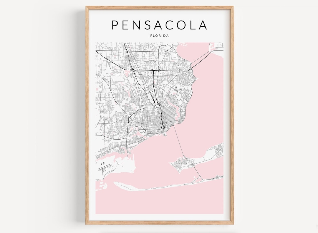 Pensacola Florida Map Print, Pensacola Poster, Florida Decor, Florida ...