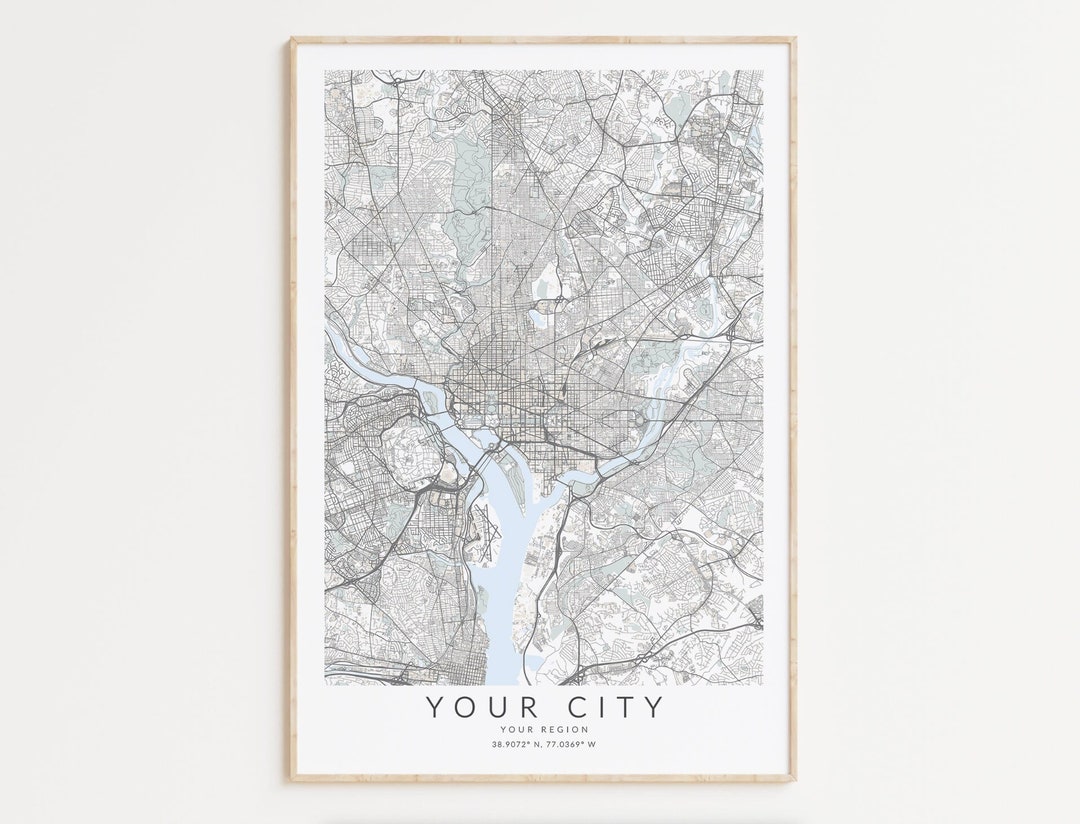 Custom City Map, Any Location Map Print, Custom Location Map Poster ...